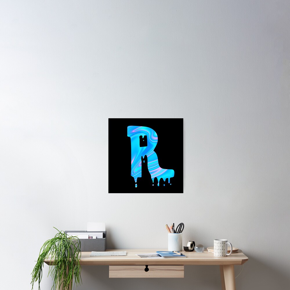 "Drippy Holographic R alphabet Transparent Letter Sticker." Poster by ...