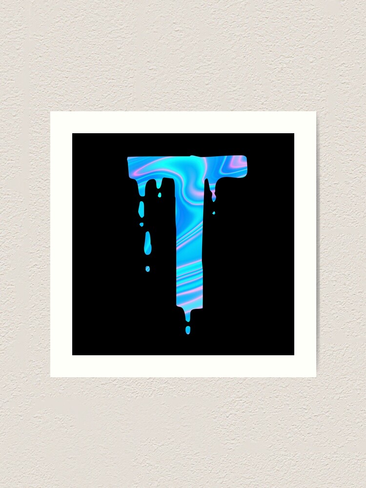"Drippy Holographic T alphabet Transparent Letter Sticker." Art Print ...