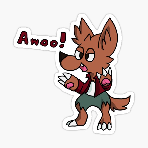 "Cute Werewolf Saying Awoo" Sticker by BDuhameDesigns | Redbubble
