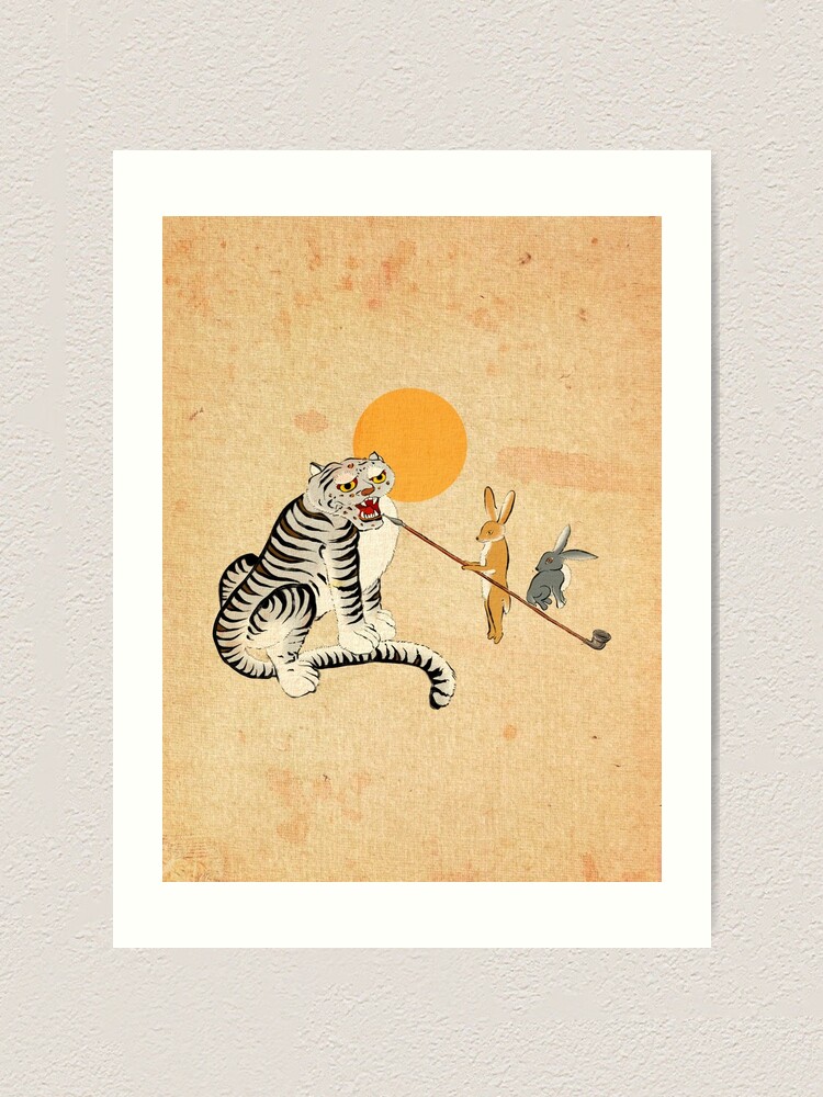 "Minhwa: Tiger and Rabbits B Type (Korean traditional/folk art)" Art ...