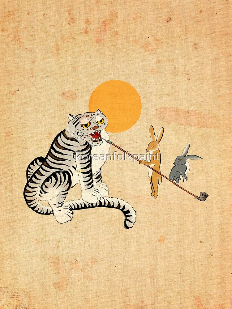 Minhwa: Tiger and Rabbits B Type (Korean traditional/folk art) Premium ...