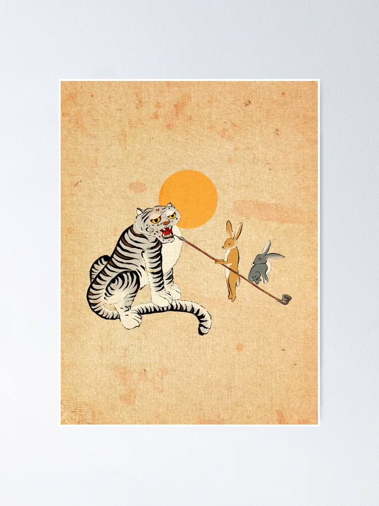 "Minhwa: Tiger and Rabbits B Type (Korean traditional/folk art)" Poster ...