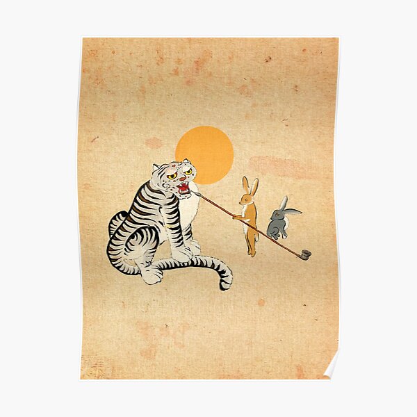 "Minhwa: Tiger and Rabbits B Type (Korean traditional/folk art)" Poster ...