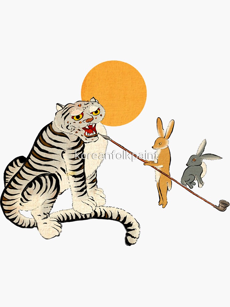 "Minhwa: Tiger and Rabbits B Type (Korean traditional/folk art ...