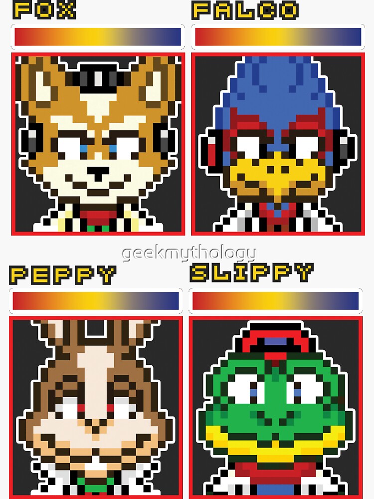 "Star Fox Comm Faces - Pixel Art" Sticker by geekmythology | Redbubble