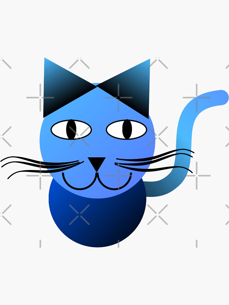 "Cute Blue Cartoon Cat" Sticker by SRpics4you | Redbubble