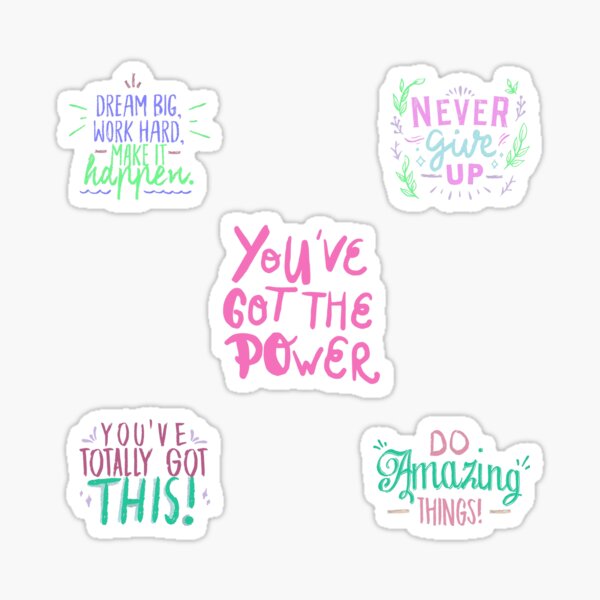 "Hydro Pink Motivational Packs Stickers * Quotes Sticker Pack " Sticker ...