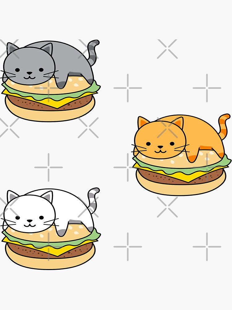 "Cat Burger" Sticker for Sale by TrueTrippyArts | Redbubble