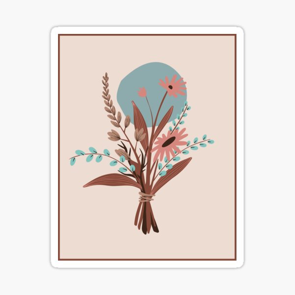 "Boho Minimalist Flower Bouquet Cute Design" Sticker for Sale by ...