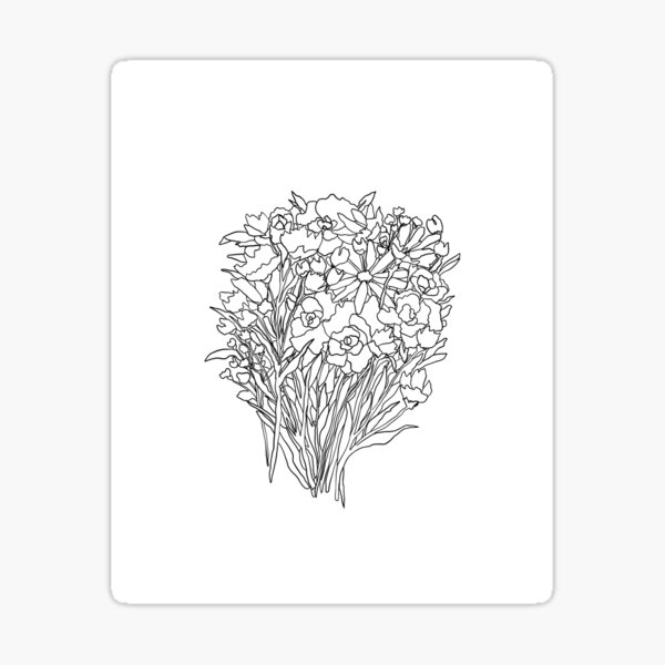 "Flower Line Drawing Bouquet" Sticker for Sale by Emma-n-designs ...