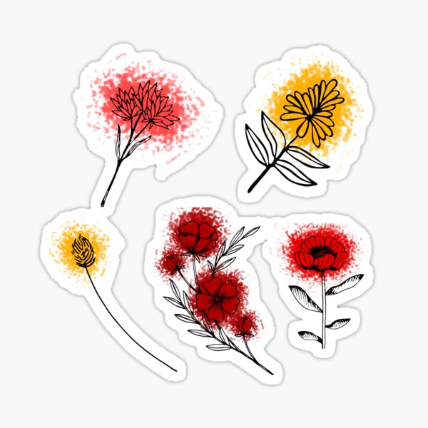 "Floral Pack - Warm" Sticker for Sale by W-and-Co | Redbubble