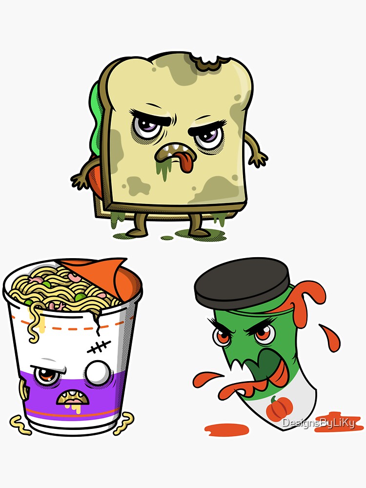 "Halloween Food Monsters" Sticker for Sale by DesignsByLiKy | Redbubble