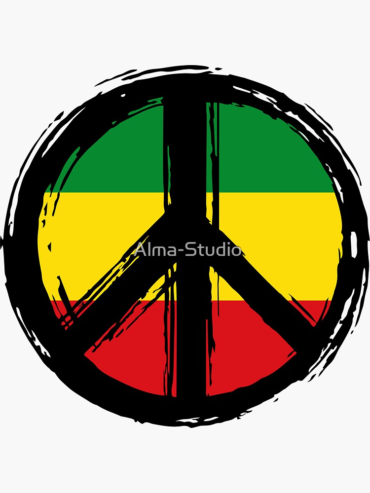 "Peace Symbol with Reggae colors" Sticker for Sale by Alma-Studio ...