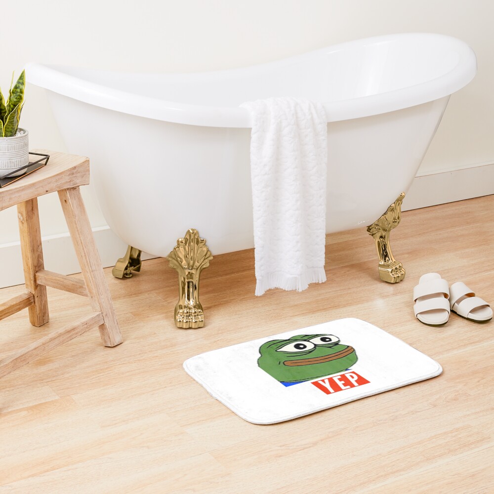 "YEP Pepe Frog Twitch Emote" Bath Mat by LuckyLyd | Redbubble