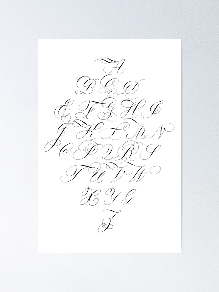 "Black Copperplate Alphabet" Poster for Sale by ColbyLines | Redbubble