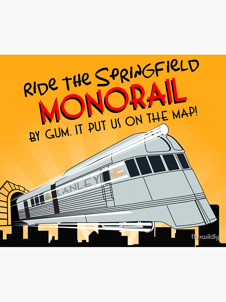 "Springfield Monorail" Sticker by fluxwildly | Redbubble