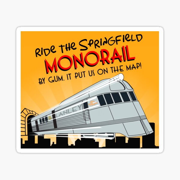 "Springfield Monorail" Sticker by fluxwildly | Redbubble