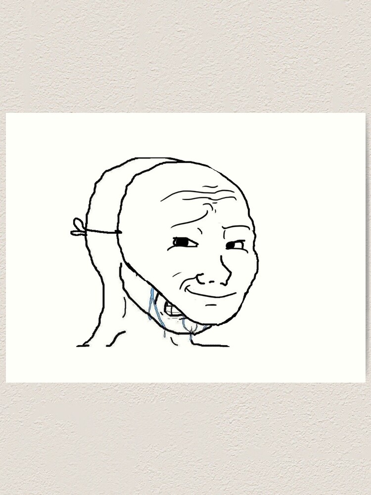 "smug but crying inside wojak mask meme" Art Print for Sale by zetaexe ...