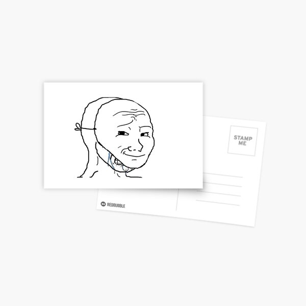 "smug but crying inside wojak mask meme" Postcard for Sale by zetaexe ...