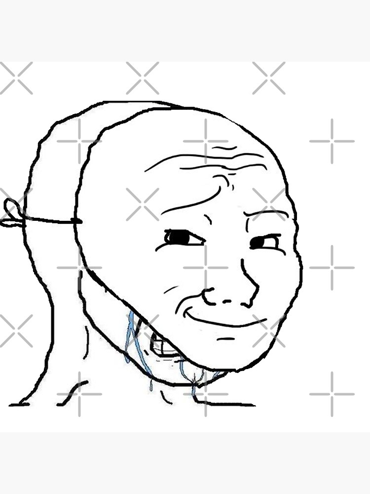 "smug but crying inside wojak mask meme" Art Board Print for Sale by ...