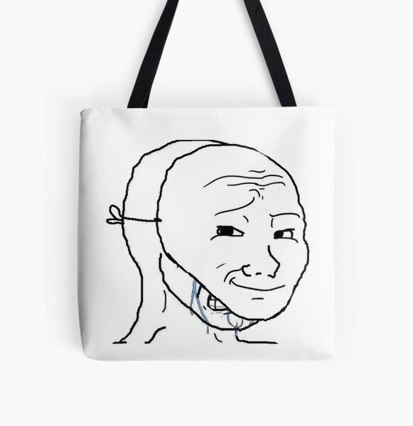 "smug but crying inside wojak mask meme" Tote Bag for Sale by zetaexe ...