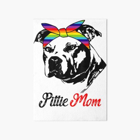 "Pittie Mom Pitbull With Rainbow Bandana" Art Board Print for Sale by ...
