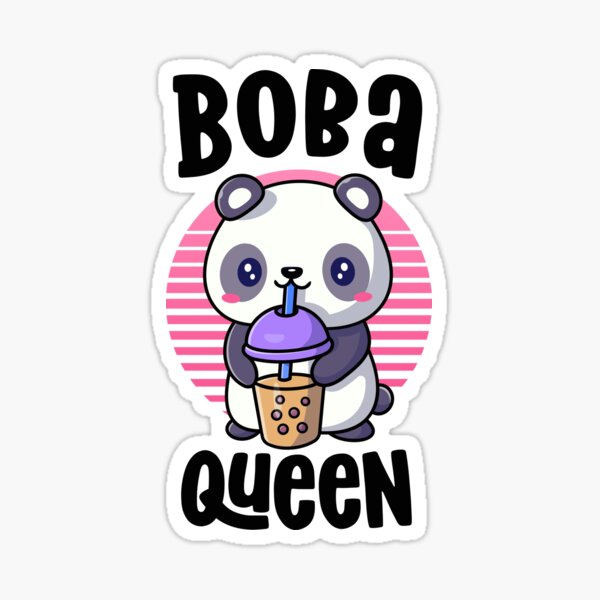 "Boba Queen Bubble Tea Shirts Women Thai Kawaii Panda Gifts" Sticker ...