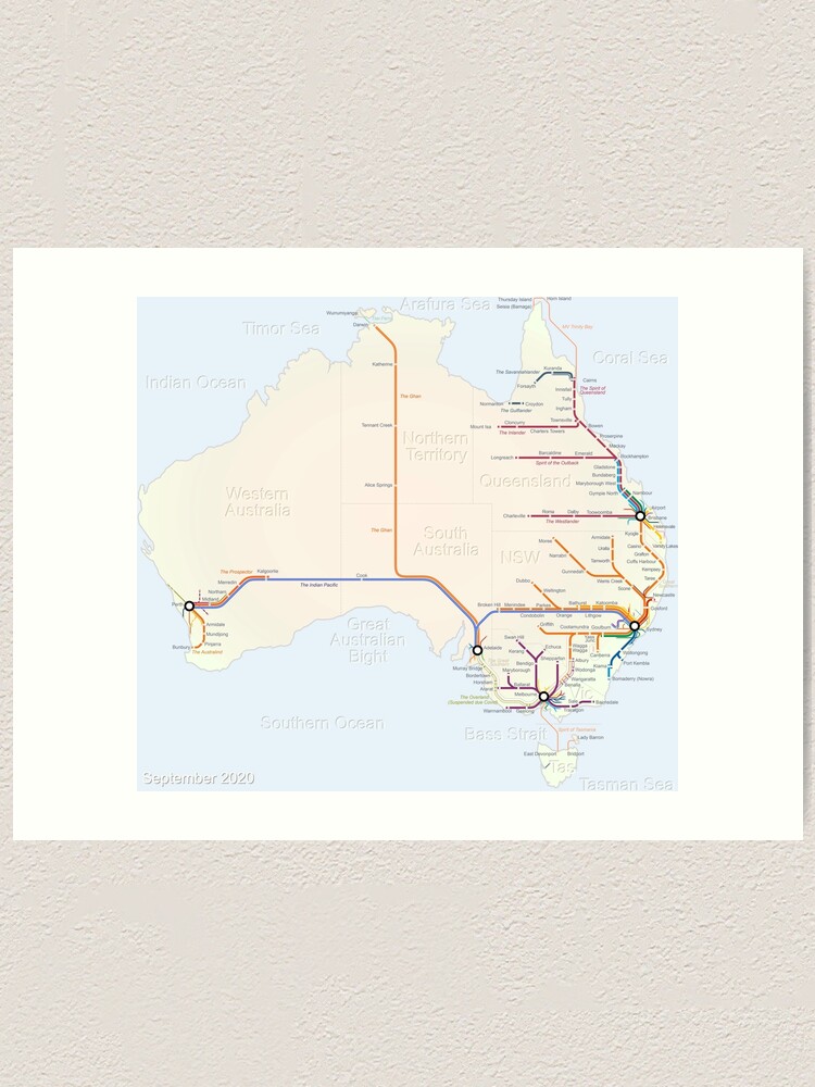 "Australian Rail Map" Art Print by Railmaps | Redbubble