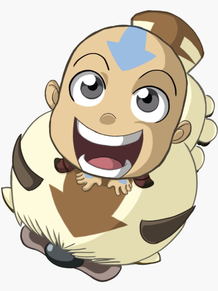 "Cute Aang Riding Appa" Sticker for Sale by egrjhn | Redbubble
