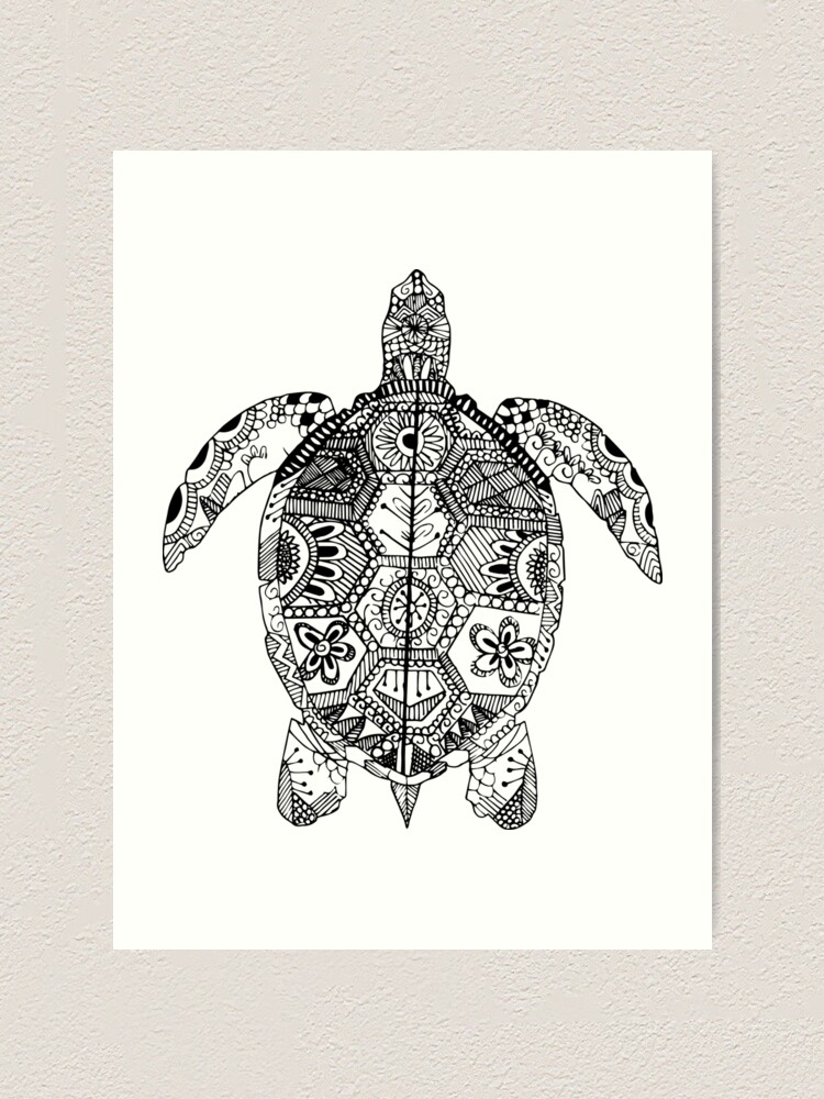 "Turtle Zentangle" Art Print by ehoehenr | Redbubble