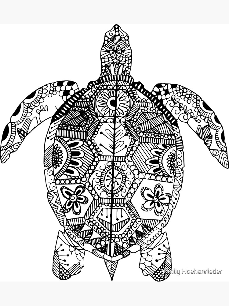 "Turtle Zentangle" Art Print by ehoehenr | Redbubble