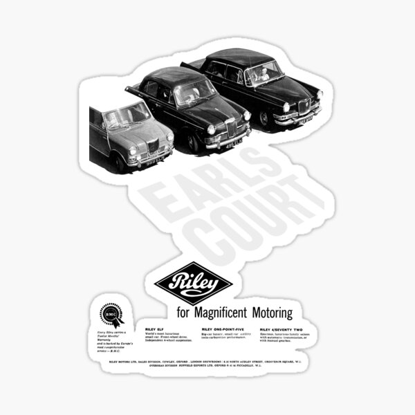 "RILEY RANGE OF CARS - 1962" Sticker for Sale by ThrowbackMotors ...