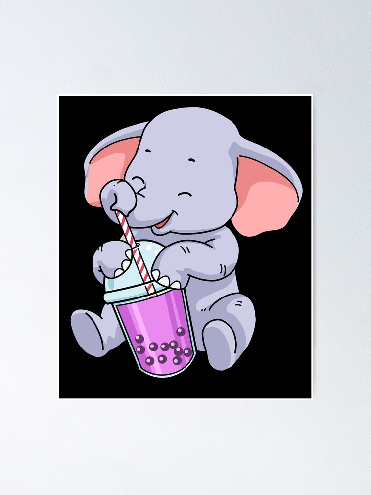 "Boba Tea Gift Women Elephant Gift Bubble Tea" Poster for Sale by ...