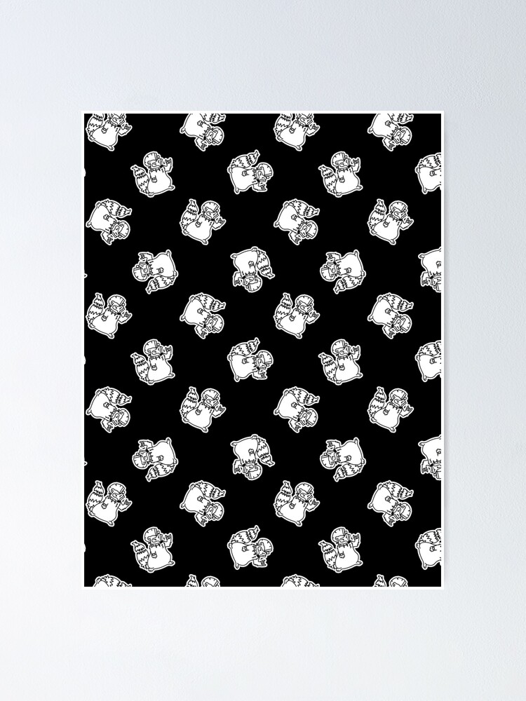 Póster «Lindo lineart monocromo de mapache punk rock en el patrón de ...