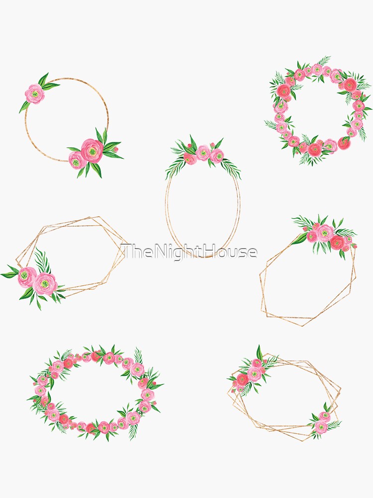 "Flower Frame Sticker Pack" Sticker for Sale by TheNightHouse | Redbubble