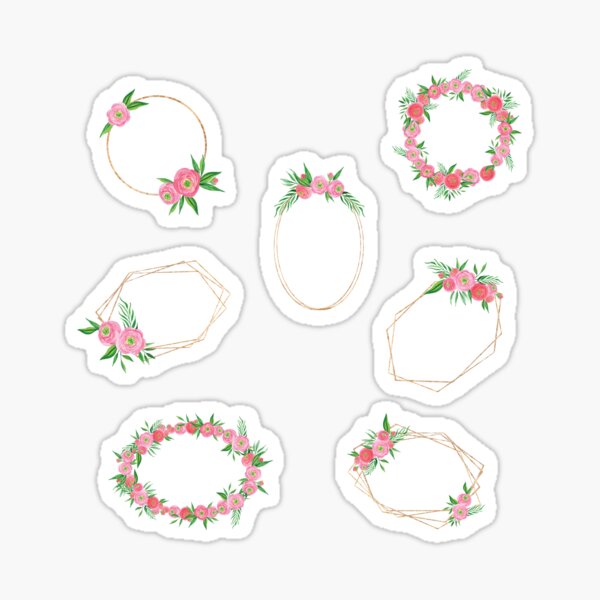 "Flower Frame Sticker Pack" Sticker for Sale by TheNightHouse | Redbubble