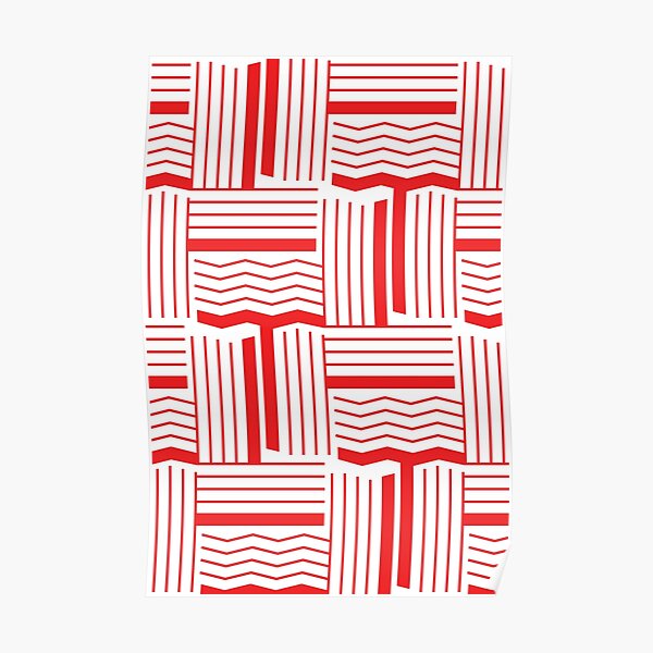 "Lines & Wiggles Geometric Pattern – Red" Poster for Sale by ...
