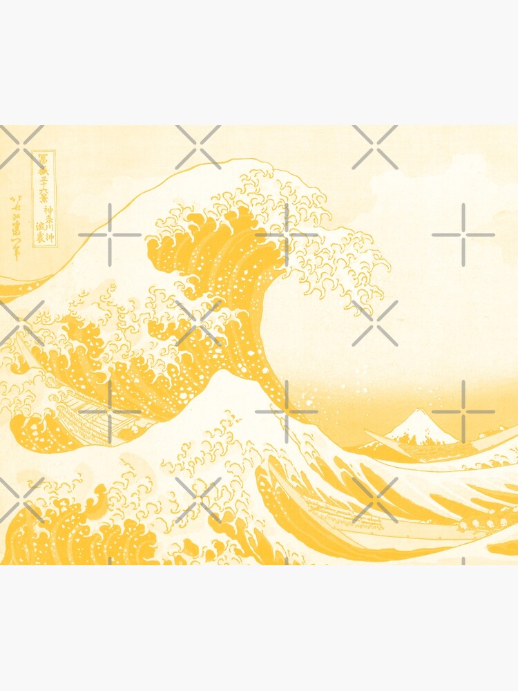 "The Great Wave Off Kanagawa Japanese Wave Yellow Orange Aesthetic" Art ...