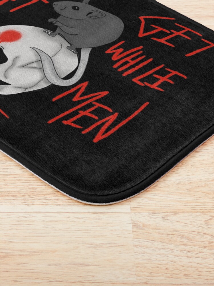 "Rats get fat while brave men die - black" Bath Mat for Sale by dquirke ...