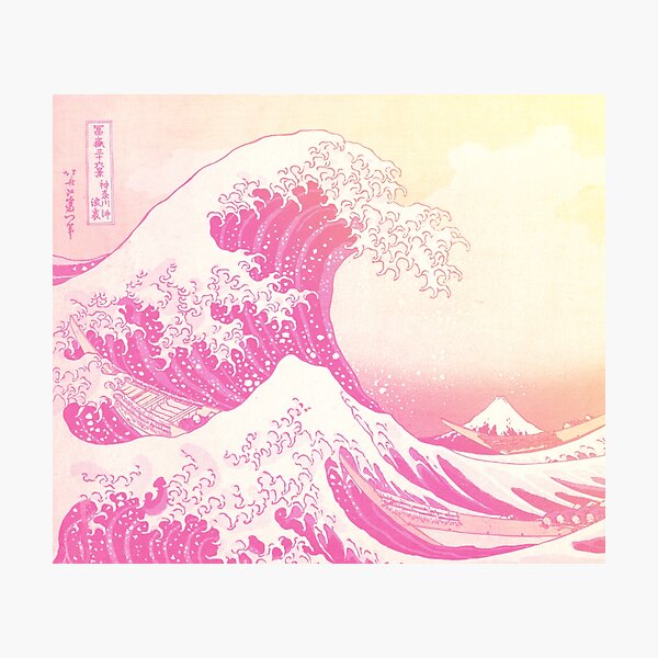 "The Great Wave Off Kanagawa Japanese Wave Pink Aesthetic" Photographic ...