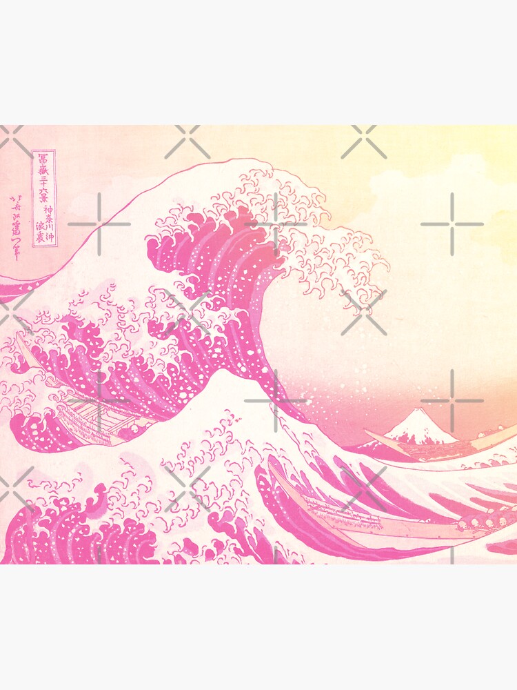 The Great Wave Off Kanagawa Japanese Wave Pink Aesthetic Sticker By