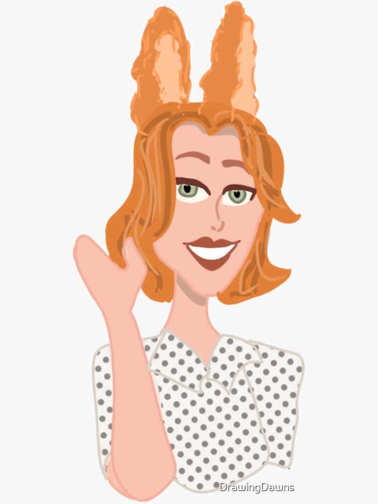 "Orange Rabbit 50's Female Character" Sticker by DrawingDawns | Redbubble