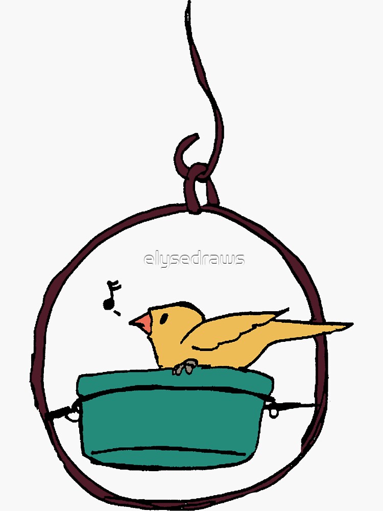 "Little Bird At Bird Feeder" Sticker for Sale by elysedraws | Redbubble