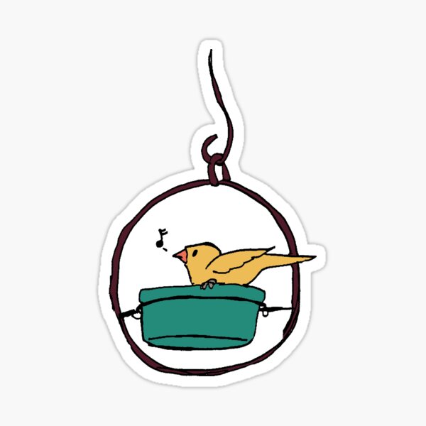 "Little Bird At Bird Feeder" Sticker for Sale by elysedraws | Redbubble