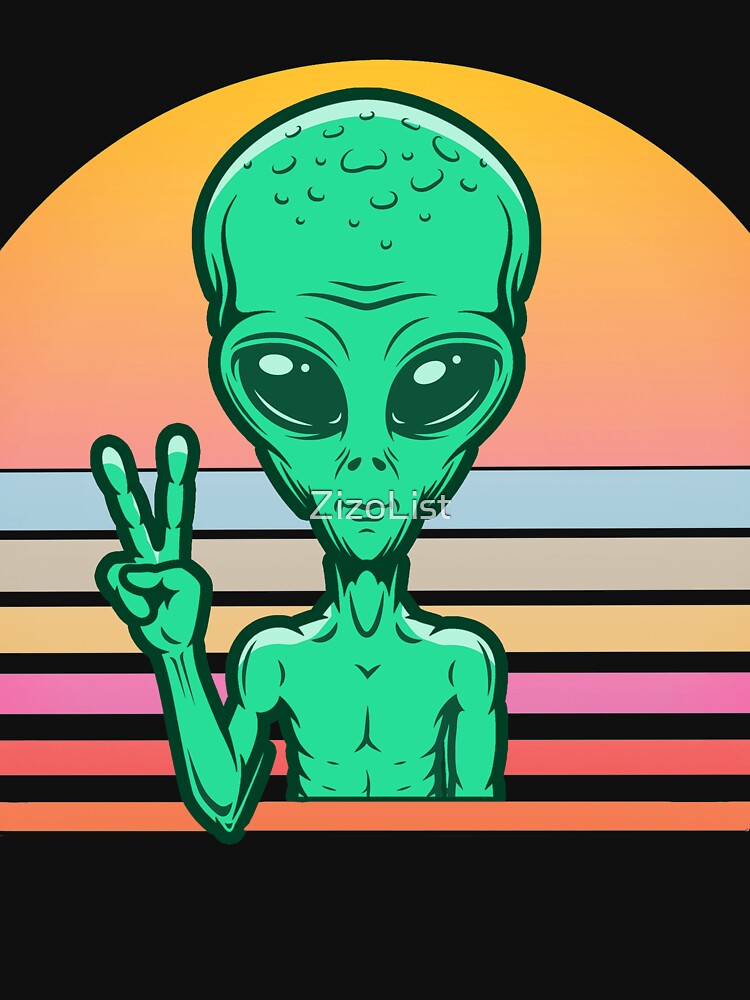 "Alien peace sign - retro vintage" T-shirt by ZizoList | Redbubble