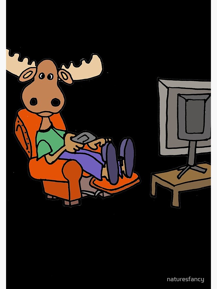 "Funny Moose watching TV Cartoon" Spiral Notebook for Sale by ...