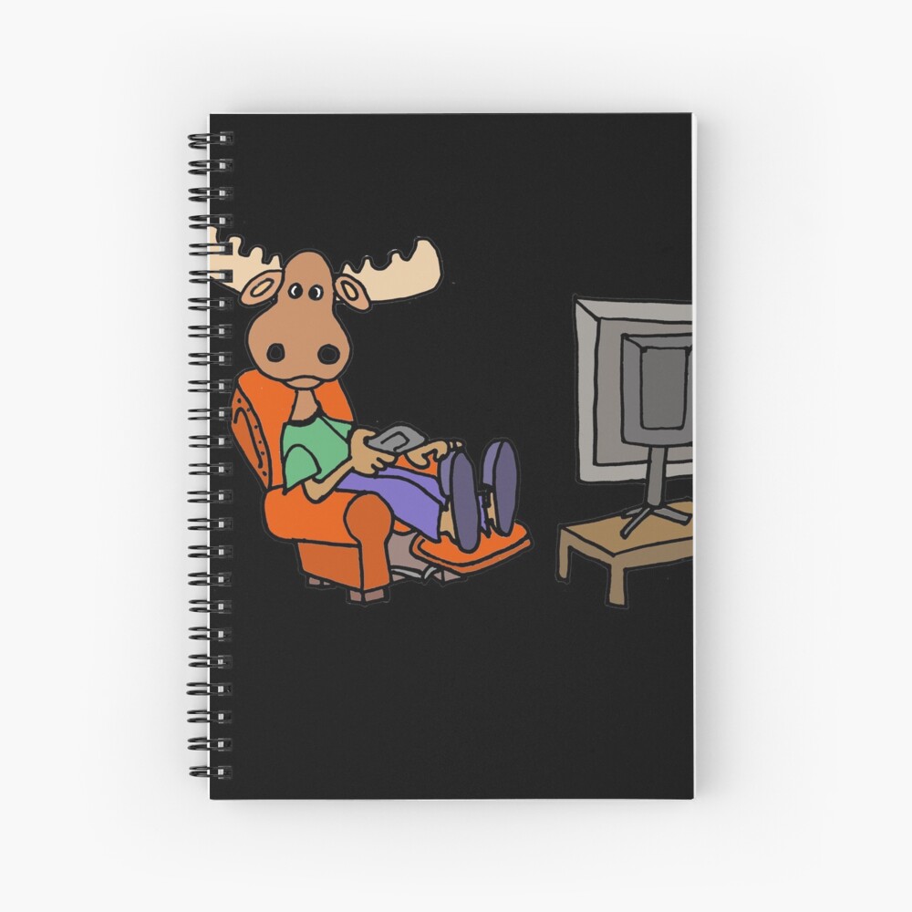 "Funny Moose watching TV Cartoon" Spiral Notebook for Sale by ...