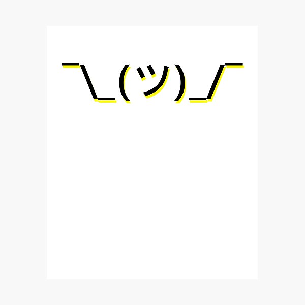 "Shrug Ascii Emoji Internet Meme Emote Gamer" Photographic Print by ...