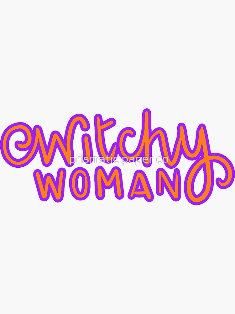"witchy woman handwritten calligraphy purple outline" Sticker for Sale ...