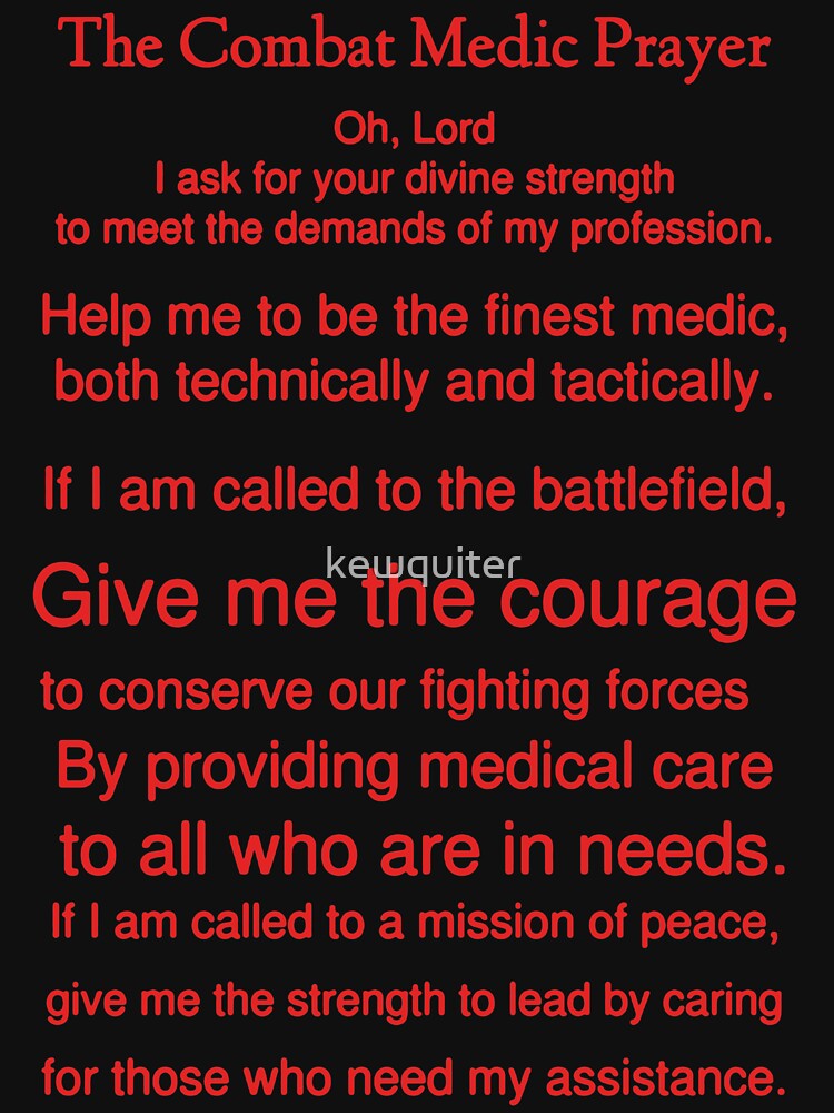 "COMBAT MEDICS PRAYER" T-shirt for Sale by kewquiter | Redbubble ...